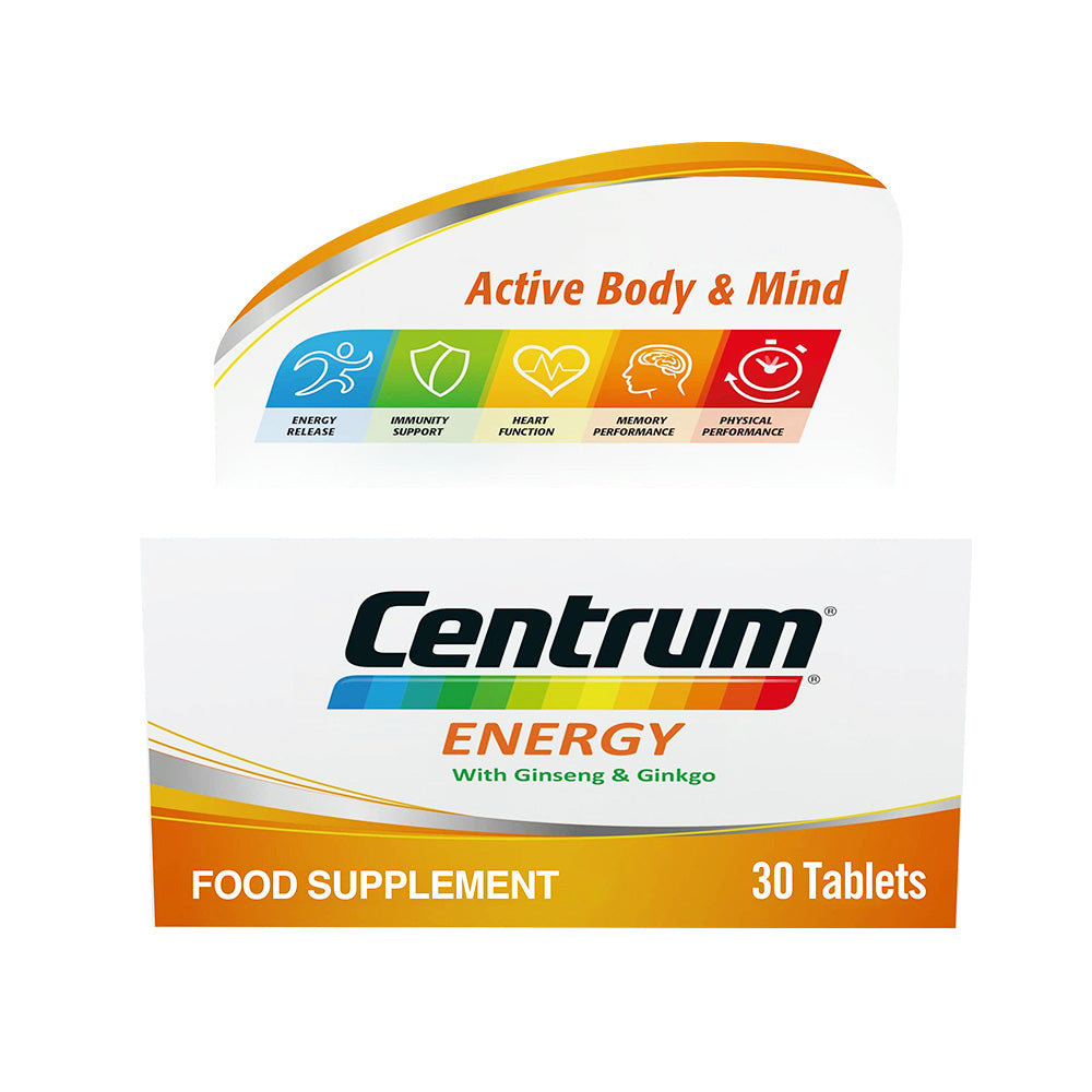 Centrum Energy Multivitamin with Ginseng and Gingko Biloba 30 Tablets