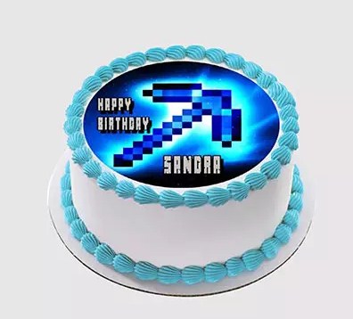 Minecraft Blue Arrow Chocolate Photo Cake in 3d theme cakes - Dubai Grocers