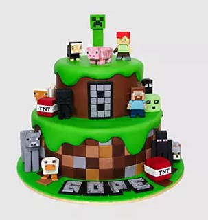 Minecraft World Chocolate Cake in 3d theme cakes - Dubai Grocers